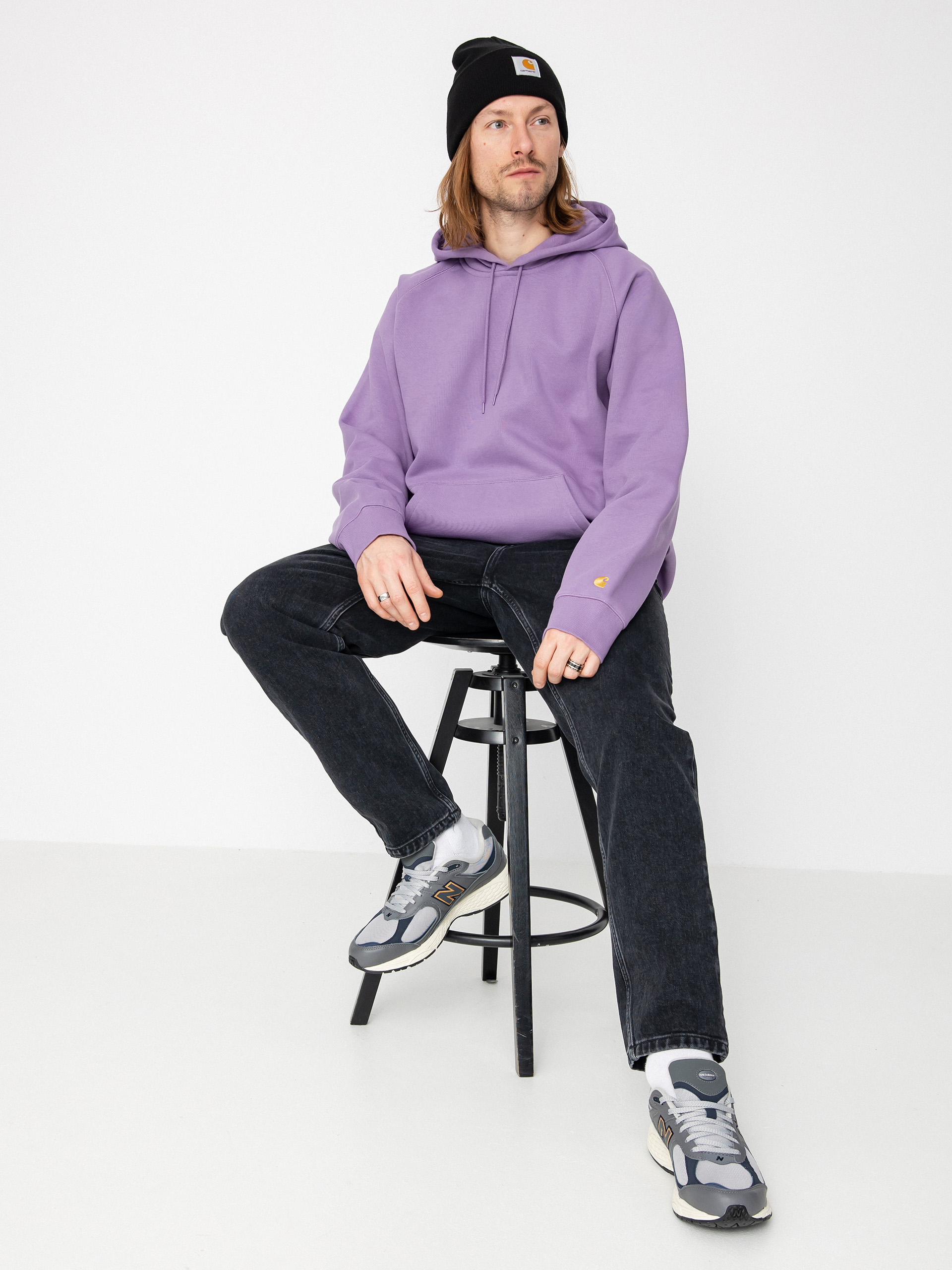 Mikina s kapucňou Carhartt WIP Chase HD - fialová (violanda/gold)