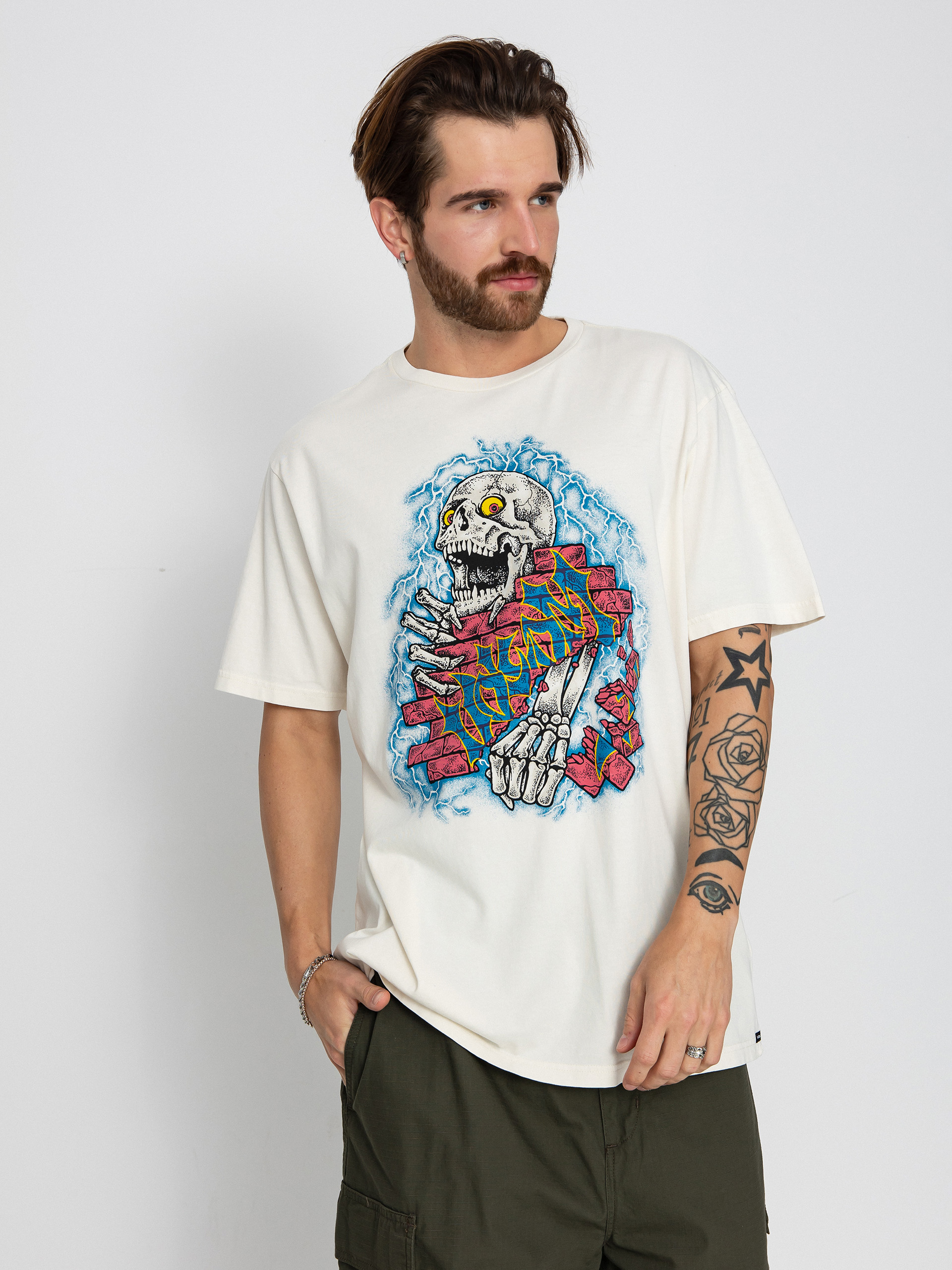 Tričko Volcom Wall Puncher - biela (off white)
