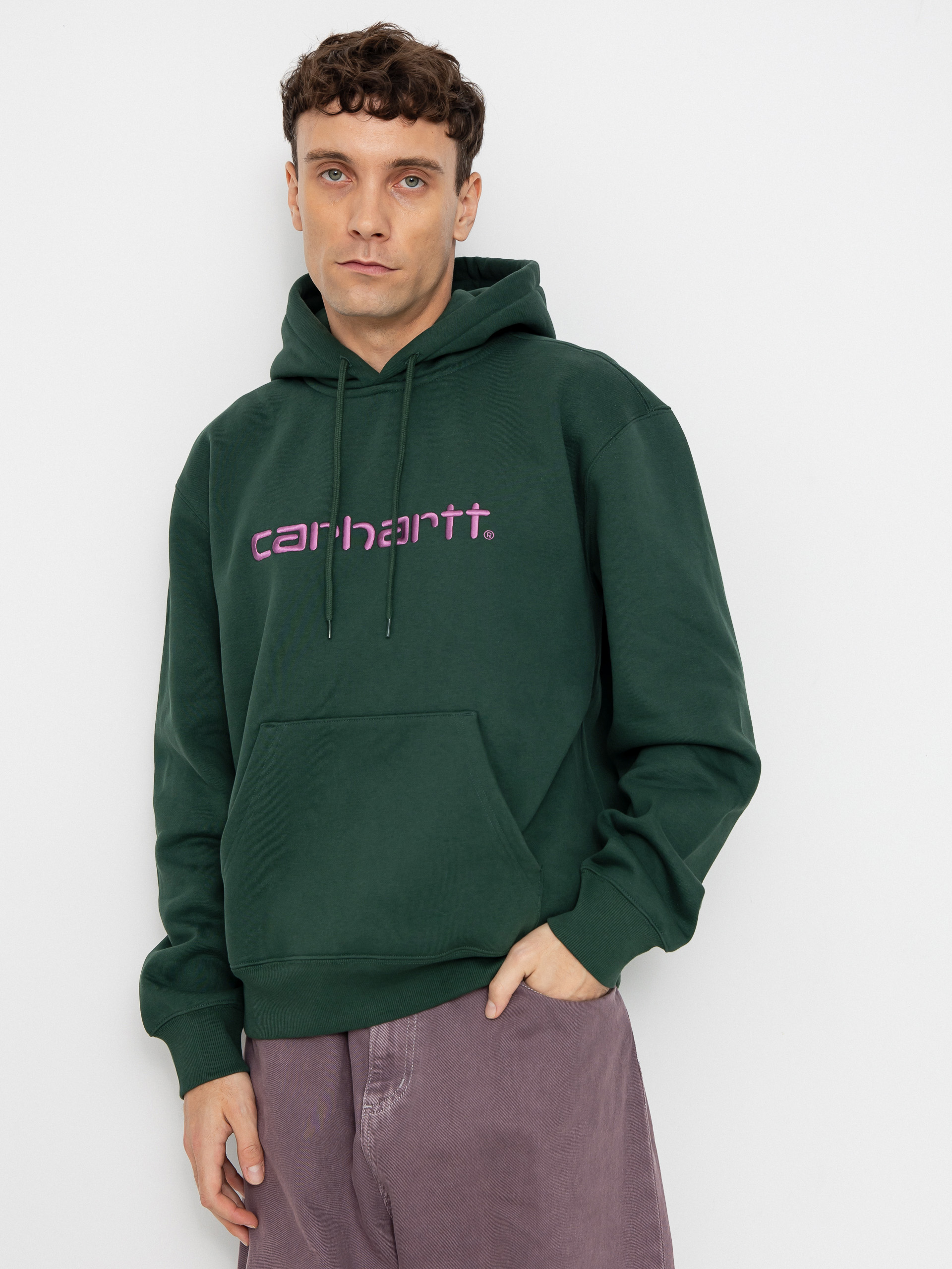 Mikina s kapucňou Carhartt WIP Carhartt HD - zelená (sycamore tree/phlox)